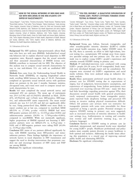Pdf O112 How Do The Sexual Networks Of Men Who Have Sex With Men