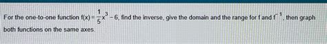 Solved For The One To One Function F X X Find The Chegg