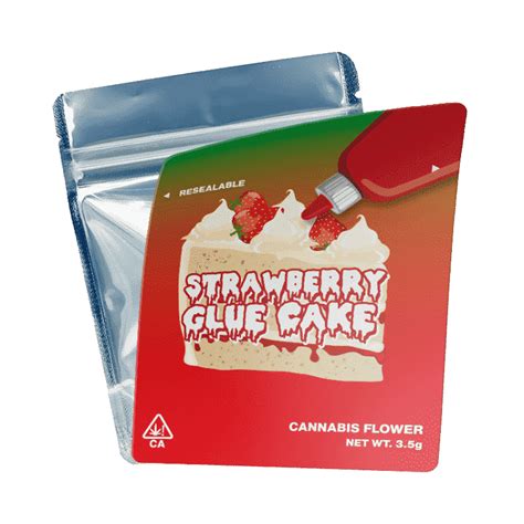 Strawberry Glue Cake Mylar Bags Labelled And Unlabelled Strain Labels