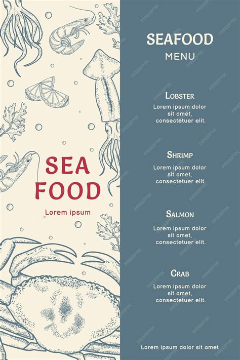 Premium Vector Seafood Menu Menu Template For Seafood Restaurant