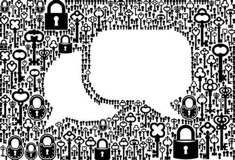 키와 잠금 골동품 블랙 화이트 그래픽 채팅 Brand Name Online Messaging Platform에 대한 스톡 벡터