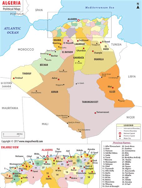 Algeria Political Wall Map By Maps Of World Mapsales
