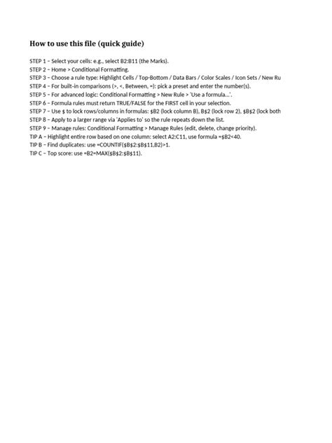 Excel Conditional Formatting Step By Step Pdf