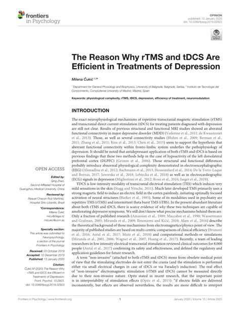 Pdf The Reason Why Rtms And Tdcs Are Efficient In Treatments Of