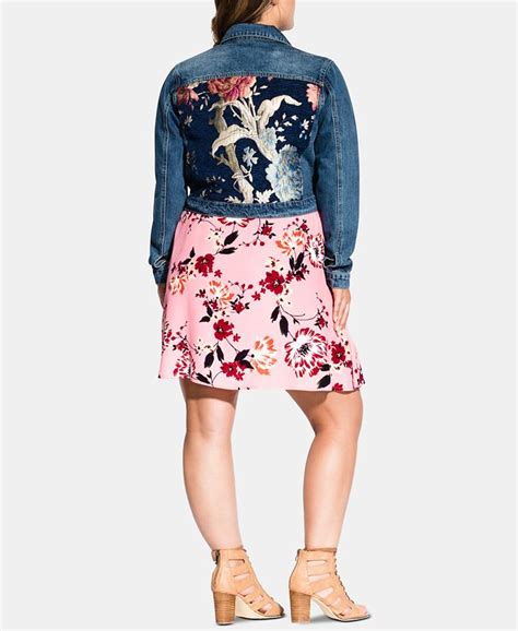 City Chic Trendy Plus Size Embroidered Denim Jacket And Reviews Jackets