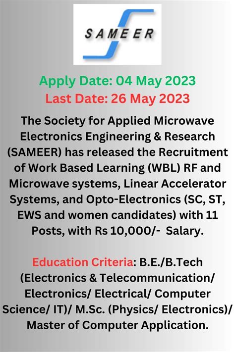 Sameer Work Based Learning Recruitment Internship Apply Online