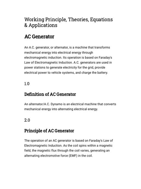 Ac Generators Working Principle Theories Equations And Applicat 1