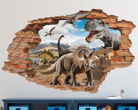Jurassic Park 3d Wall Decal Dinosaurs Wall Sticker Removable Etsy