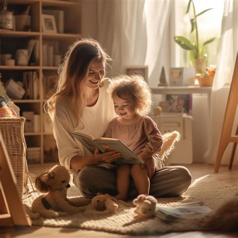 Premium Ai Image A Mother And Daughter Are Sitting On The Floor