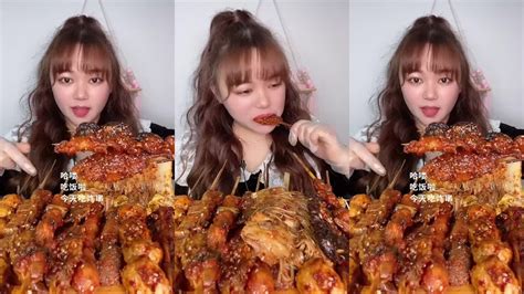 Asmr Mukbang Black Bean Fire Noodle And Spicy Octopus Spam Fried