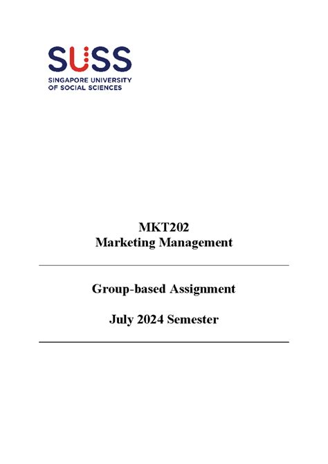 MKT202 GBA GBA Assignment MKT Marketing Management Group Based