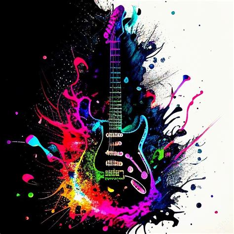 Colorful Electric Guitar Art Abstract Music Art Colorful Abstract