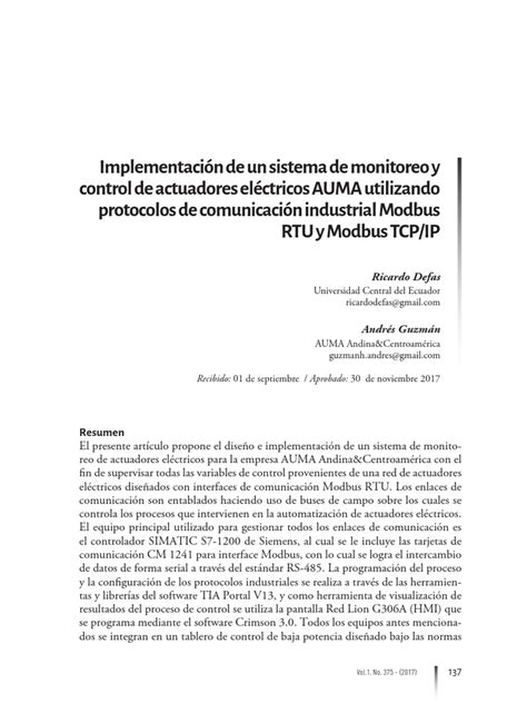 Comunicación Industrial Modbus Rtu Y Modbus Tcp Ip Pdf Dirección Ip Red De Computadoras