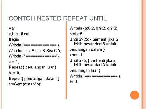 STRUKTUR PERULANGAN BAG 2 STRUKTUR WHILE DO REPEAT