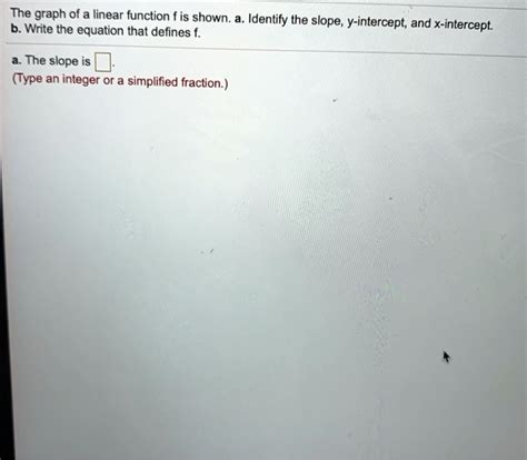 SOLVED The Graph Of A Linear Function F Is Shown Identify The Slope