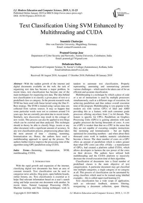 Text Classification Using Svm Enhanced By Multithreading And Cuda