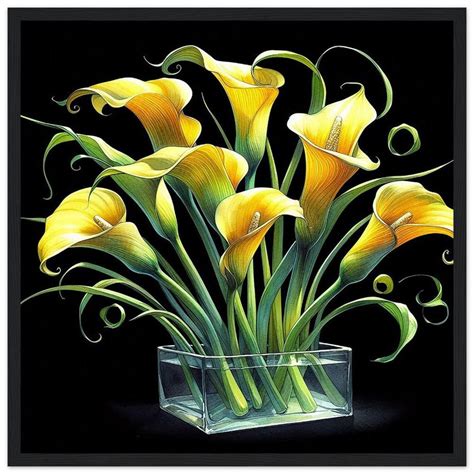 Botanical Wall Art Yellow Calla Lilies In Vase Etsy