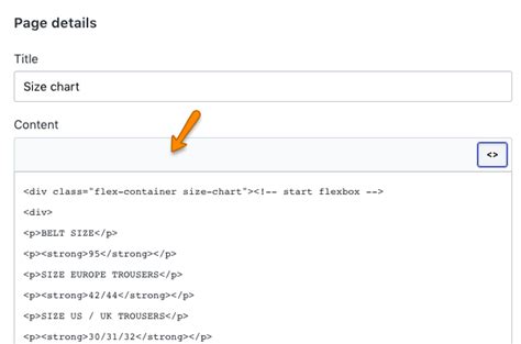 Create A Responsive Size Chart Page Using Flexbox Pipeline V4