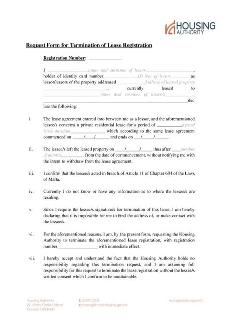Termination Agreement Template 48107 Termination Request Form