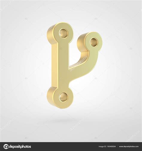 Code Branch Icon Render Golden Code Branch Symbol Isolated White