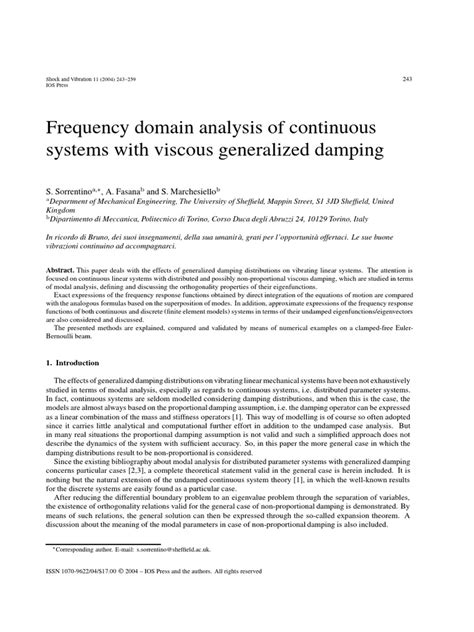 Frequency Domain Analysis Of Continuous Fasana Pdf Eigenvalues