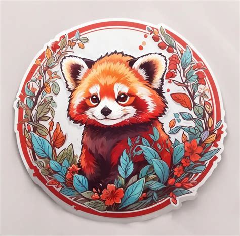 Premium Ai Image Cute Red Panda Sticker