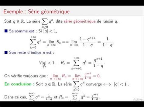 Séries numériques Séries géométriques YouTube