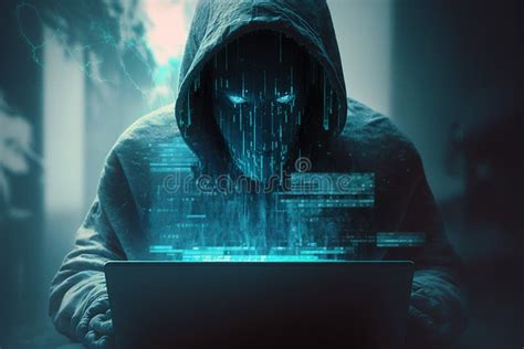 Hacking And Malware Concept Hacker Using Abstract Laptop With Binary