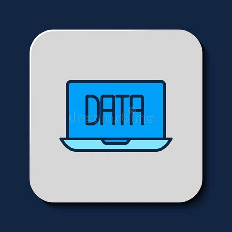 Filled Outline Data Analysis Icon Isolated On Blue Background Business