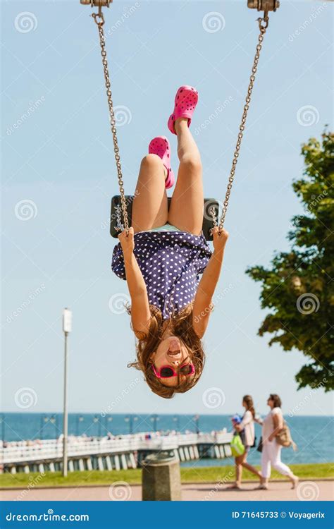 Playful Crazy Girl On Swing Stock Image Image Of Little Outdoor