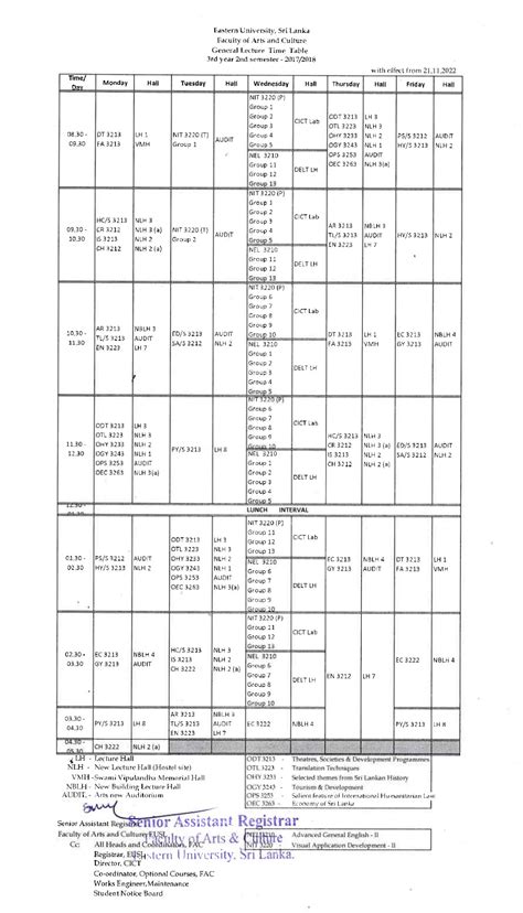 General Lecture Time Table (2017/2018, 2018/2019, 2019/2020 & 2020/2021 ...