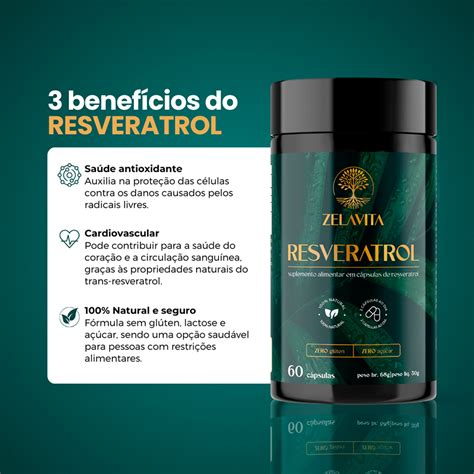 Resveratrol Premium 60 Cápsulas Zelavita Antioxidante Natural