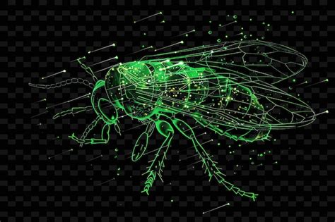 Premium Psd Glowing Neon Insects Hovering Glitched Insect Texture