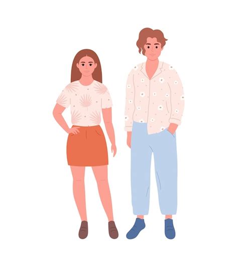 Premium Vector Modern Young Couple Of Caucasian Woman And Man In