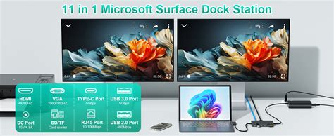New Microsoft Surface Dock 11 In 1 Surface Docking Station With 4K 60HZ HDMI VGA Ethernet USB C