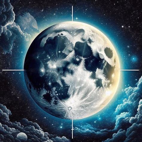 Escena Celestial Estelar Luna Llena Galaxia Brillante Stock