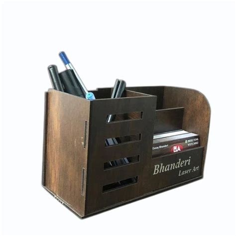 Mdf Factory Made Brown Wooden Pen Stand For Office At ₹ 160piece In Surat