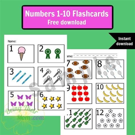Numbers 1 10 Flashcards With Pictures