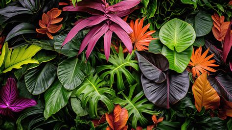 Vibrant And Multicolored Tropical Plants Creating A Textured Background Garden Plants Flower