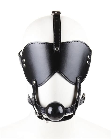 Blind Trust Gag Leather Bondage Mask With Ball Gag And Blindfold Sinderella