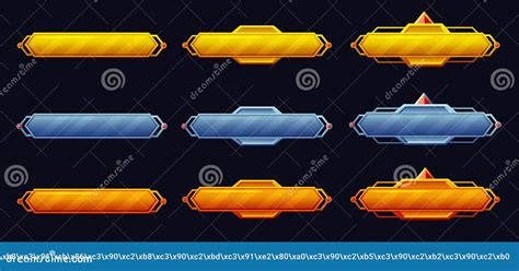 Fantasy Game Button Ui Frame Ancient Metal Gold Title Gui Sign