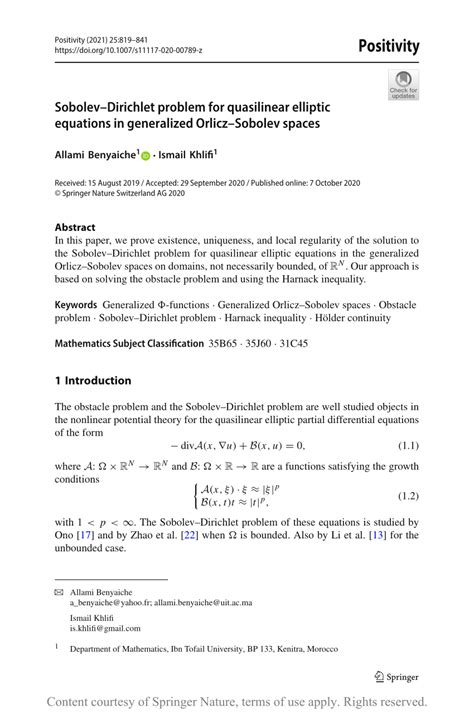 Sobolevdirichlet Problem For Quasilinear Elliptic Equations In Generalized Orliczsobolev