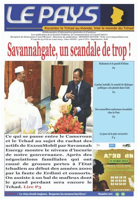 La Une De Votre Hebdomadaire Paru Ce Jeudi 27 Avril 2023 Journal Le