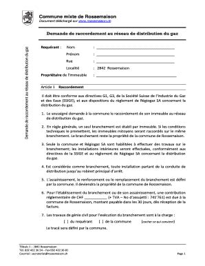 Fillable Online Rossemaison Demande De Raccordement Au R Seau De