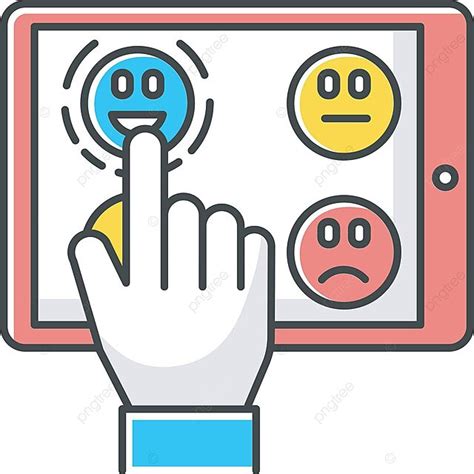 Colorful Anonymous Survey With Emoticons On Tablet Select Share Satisfaction Vector Select