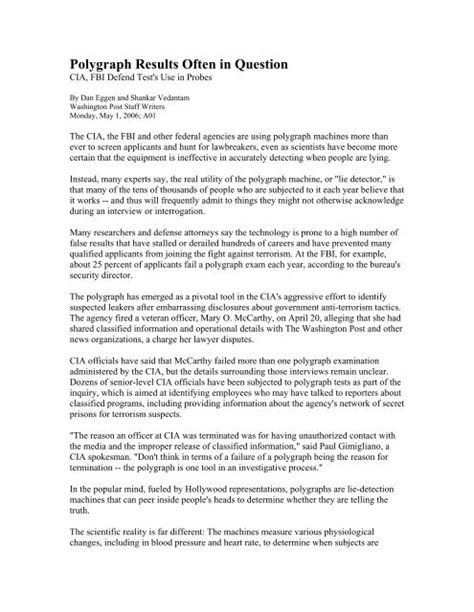 Polygraph Test Results