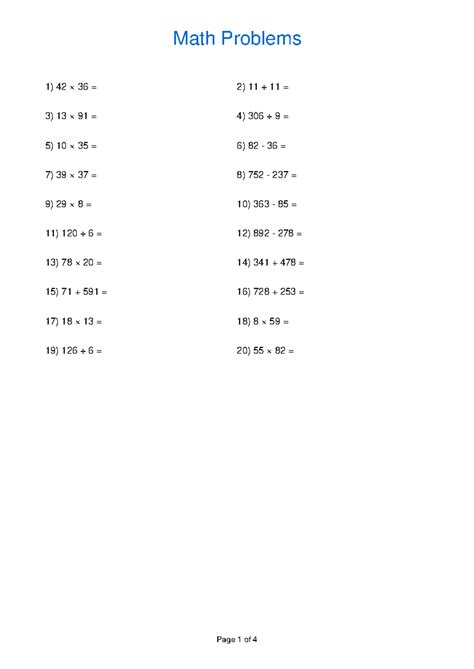 Math This Si Math For School 1 42 × 36 2 11 ÷ 11 3 13 × 91