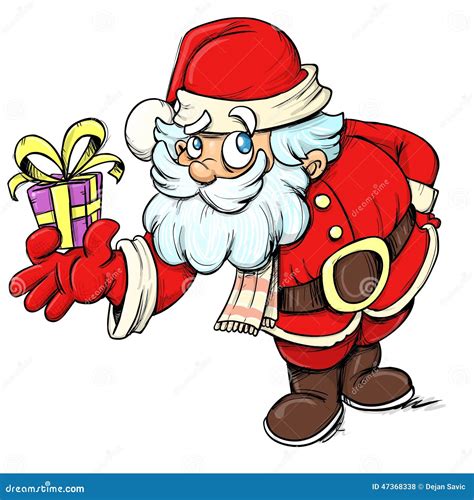 Beeldverhaal De Kerstman Die Een Heden Geven Stock Illustratie