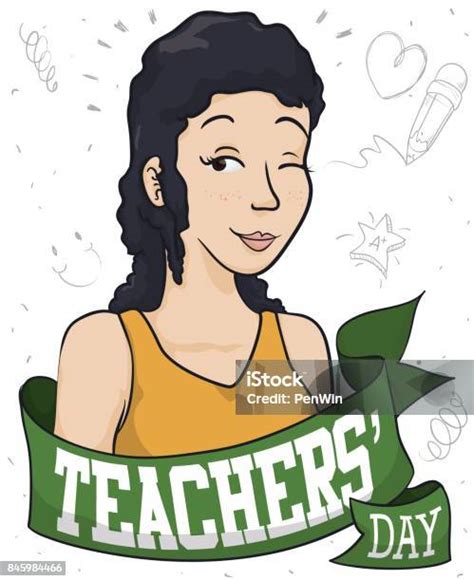 리본 스승의 날 축 하 인사와 아름 다운 여성 교육자 감사에 대한 스톡 벡터 아트 및 기타 이미지 감사 감탄 고등학교 Istock