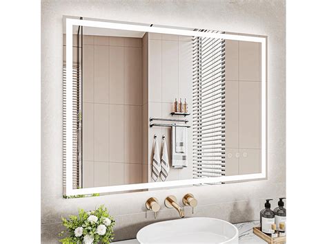 Miroir Salle De Bain 60x80cm Avec Éclairage Led Miroir Mural Dimmable 3 Couleurs Interrupteur